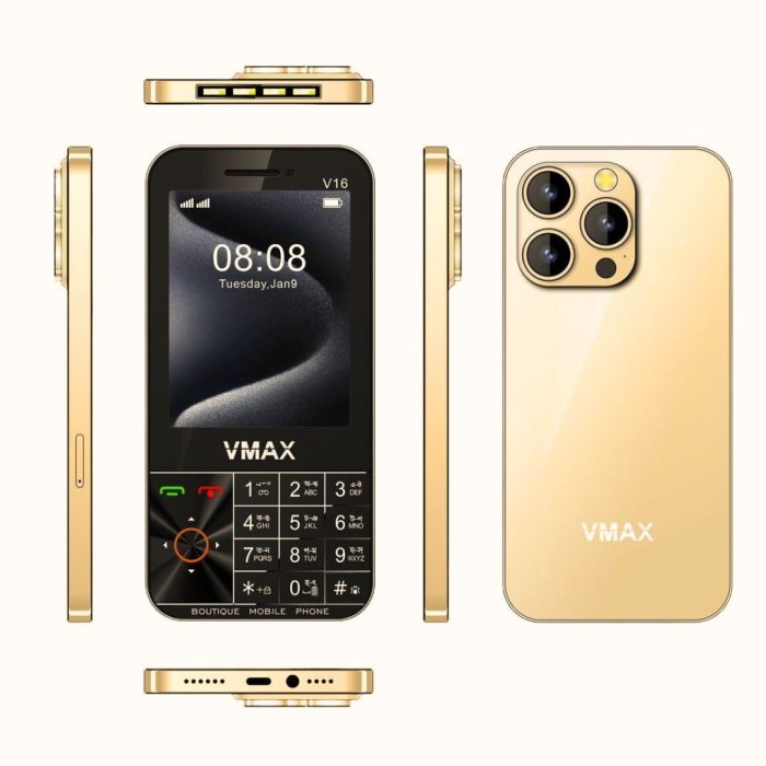 Vmax V16 pro, look like iphone 16 Pro, Feature Mobile Phone 3.5 iches ...